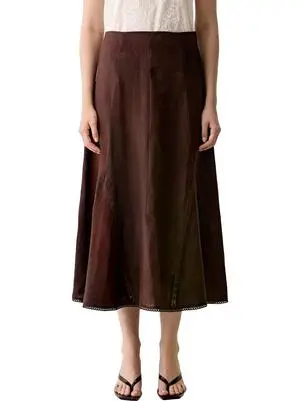 HOSS INTROPIA Raina Crochet-trim Flared Midi Skirt - Brown