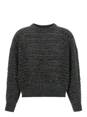 Brunello Cucinelli Brunello Cucinelli Open-Mesh Sequin Embellished Sweater Grey