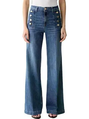 VICOLO VICOLO Button-Embellished Wide-Leg Jeans
