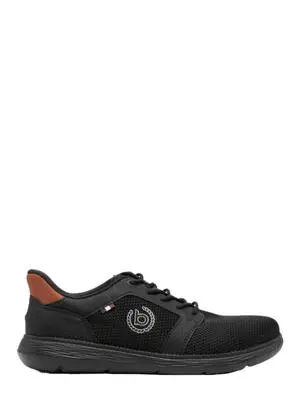 BUGATTI Logo Patch Mesh Panel Sneakers - Black