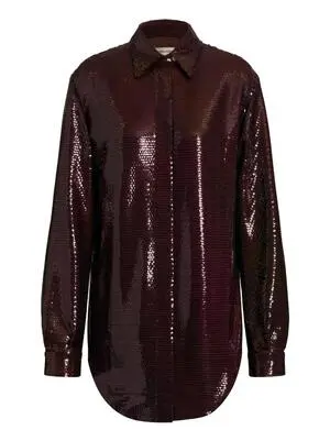 Alberta Ferretti Alberta Ferretti Embellished Sequined Shirt Brown