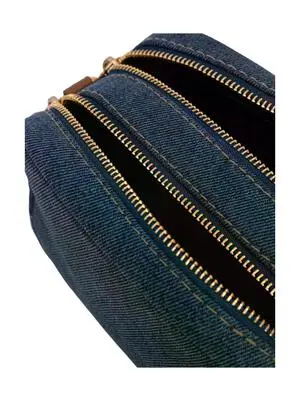 Dkny Logo Embroidered Denim Mini Bag - Blue