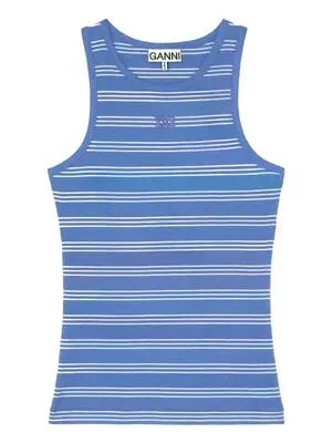 GANNI GANNI Striped Ribbed Tank Top Blue