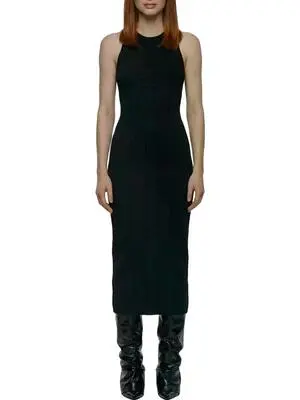 Attico Crew-neck Sleeveless Midi Dress - Black