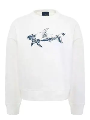 Paul & Shark Shark Print Cotton Sweater - White