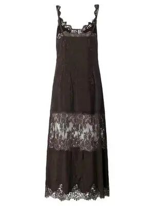 Pinko Lace-trimmed Tiered Floral Dress - Black
