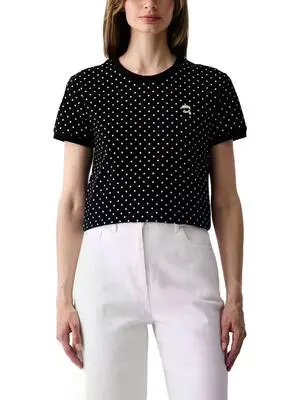 Karl Lagerfeld Polka-dot Logo Patch T-shirt - Black