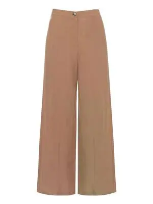 EMME Pressed Pleats Wide-leg Trousers - Neutrals