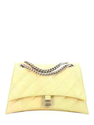 Balenciaga Crush Chain Flap Bag Quilted Crushed Calfskin Medium Shoulder Bag - Yellow