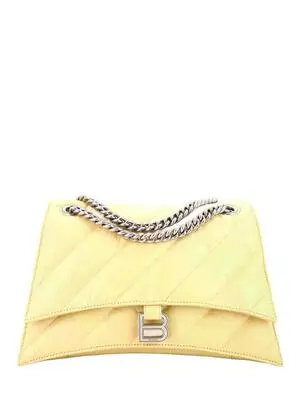 Balenciaga Crush Chain Flap Bag Quilted Crushed Calfskin Medium Shoulder Bag - Yellow