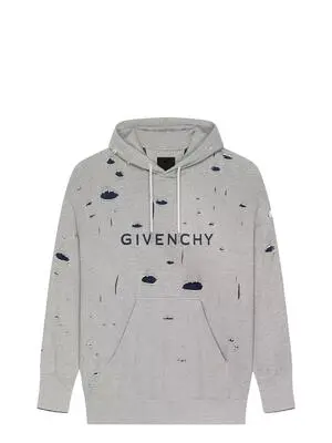 Givenchy Distressed Logo Hoodie - Grey