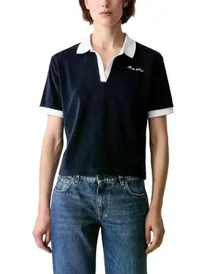 SPORTY & RICH Towelling V-neck T-shirt - Blue