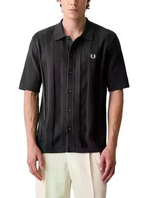 FRED PERRY Vertical-ribbed Embroidered-logo Shirt