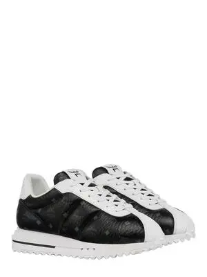 Mcm Visetos Print Panelled Sneakers - Black