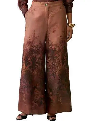 Liu Jo Printed Twill Palazzo Pants - Brown