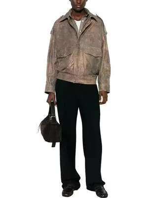 GIORGIO BRATO Distressed Epaulette Jacket - Brown