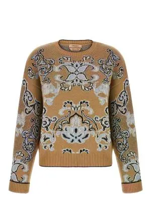 TWINSET Jacquard Tapestry-Inspired Sweater Brown