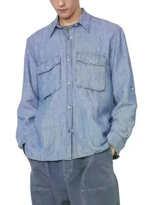 Officine Générale Button-up Chest-pocket Shirt - Blue