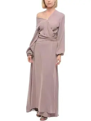 SUPER BLOND Maxi Belted Wrap Dress - Neutrals