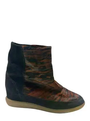 ISABEL MARANT VINTAGE Tiger-print Wedge Ankle Boots - Brown