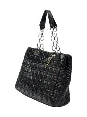 DIOR Christian Dior Leather Tote Bag With Chain Strap And Logo Charm