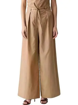 Karl Lagerfeld Tie-waist Pleated Trousers - Neutrals