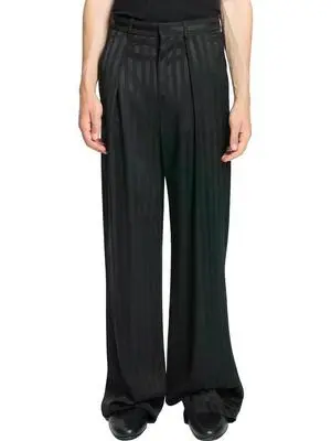 ANN DEMEULEMEESTER Striped Pleated Trousers - Black