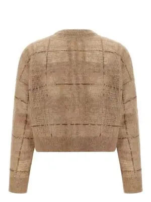 Brunello Cucinelli Sequin-detailed Checkered Sweater - Neutrals