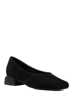 LINDA BAUMANN Square-toe Suede Pumps - Black
