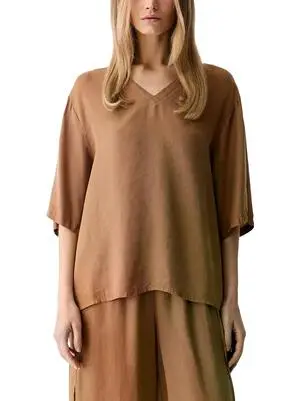 VICOLO V-neck Short-sleeve T-shirt - Brown
