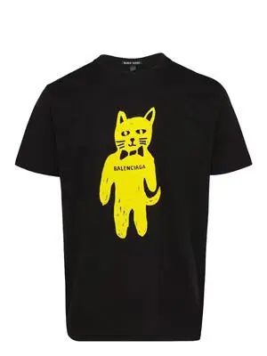 BLACK SCORE Cat-graphic T-shirt - Black
