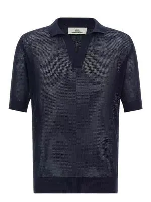 RIVIERA Openwork Cotton Polo Shirt - Blue