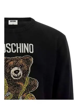 Moschino Teddy Bear Inlay Wool Sweater - Black