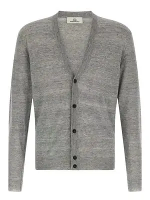 RIVIERA Melange Effect V-neck Cardigan - Grey