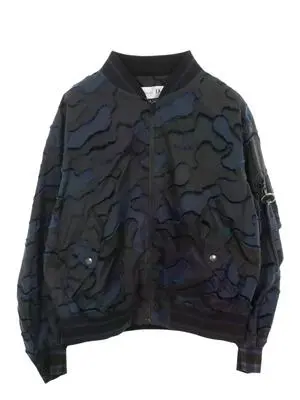 Dior Embroidered Camouflage Bomber Jacket - Black