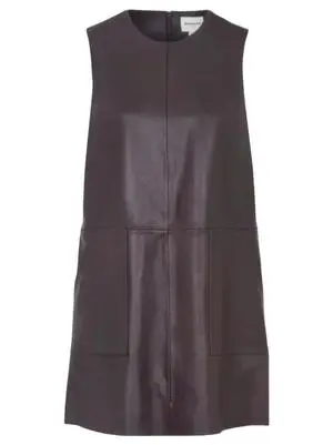 MAISON123 Sleeveless Leather Mini Dress - Brown