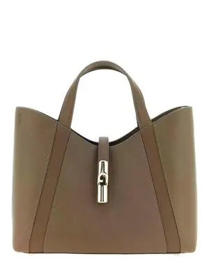 Furla Furla Goccia Grained Leather Tote Bag With Arco Logo Hardware Neutrals