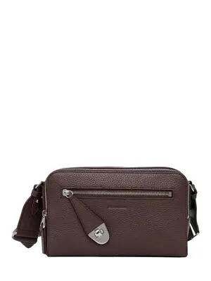 COCCINELLE Grained Leather Messenger Bag - Brown