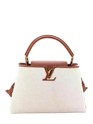 LOUIS VUITTON Capucines Pm Satchel Bag In Canvas And Taurillon Leather - Neutrals