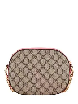 Gucci Chain Embroidered Gg Coated Canvas Mini Crossbody Bag - Brown