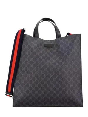 Gucci Soft Open Gg Coated Canvas Tall Tote Bag - Black