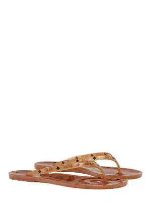 Mcm Visetos Print Flip Flops - Neutrals