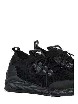 Mcm Knit Logo Patch Sneakers - Black