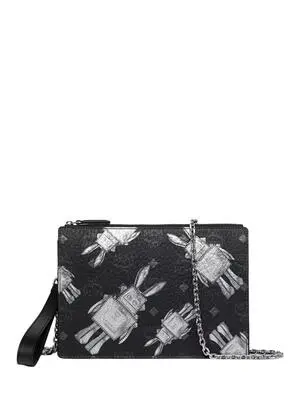 Mcm Visetos Print Robot Motif Shoulder Bag - Black