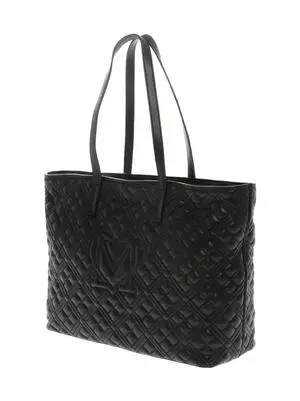 Moschino Quilted Logo Plaque Tote Bag - Black