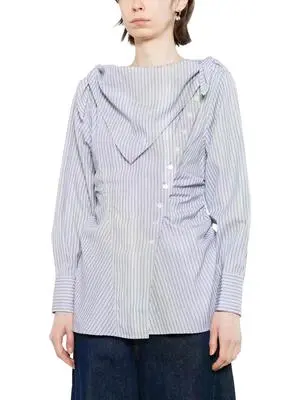 FETICO Striped Scarf-collar Blouse - Blue