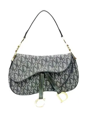 Dior Christian Dior Trotter Double Saddle Shoulder Bag Blue
