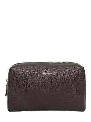 COCCINELLE Grained Leather Make-up Bag - Brown
