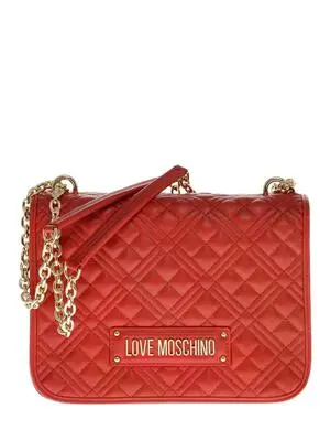Moschino Diamond Pattern Shoulder Bag - Red