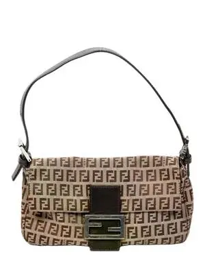 Fendi Zucchino Monogram Canvas Baguette Shoulder Bag - Neutrals